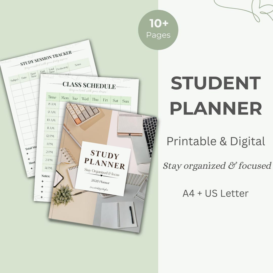Student Study Planner Bundle | Academic Goals, Exam, Grade, Assignment ...