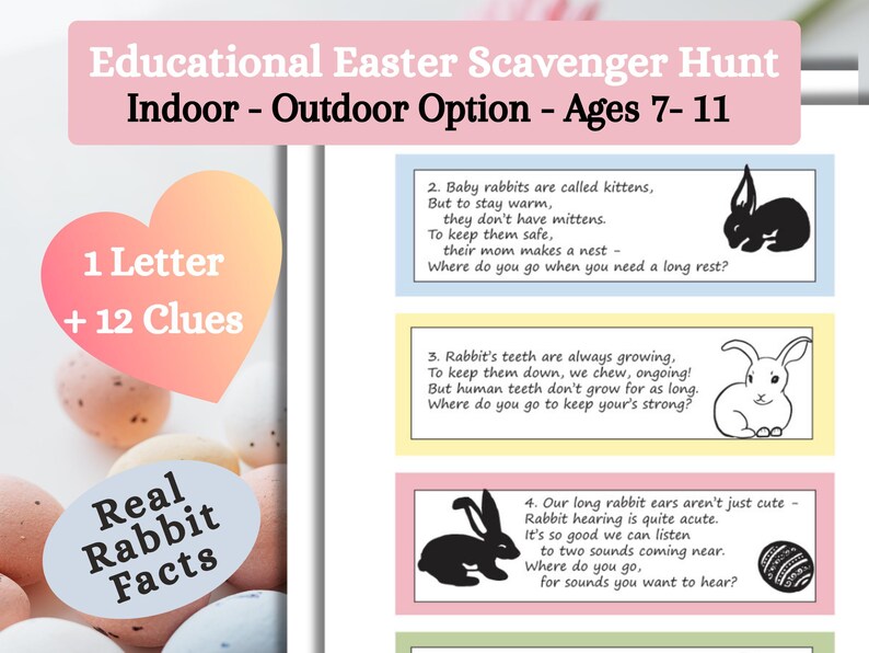 Educational Easter Scavenger Hunt – Real Rabbit Facts, Indoor/outdoor ...