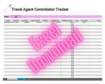 Travel Agent Commission Tracking Form - Excel & Google Sheets Template ...