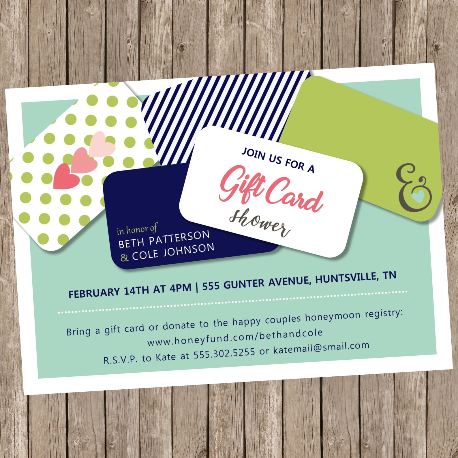 Printable Gift Card Honeymoon Shower Invitations 5x7 Your | Etsy