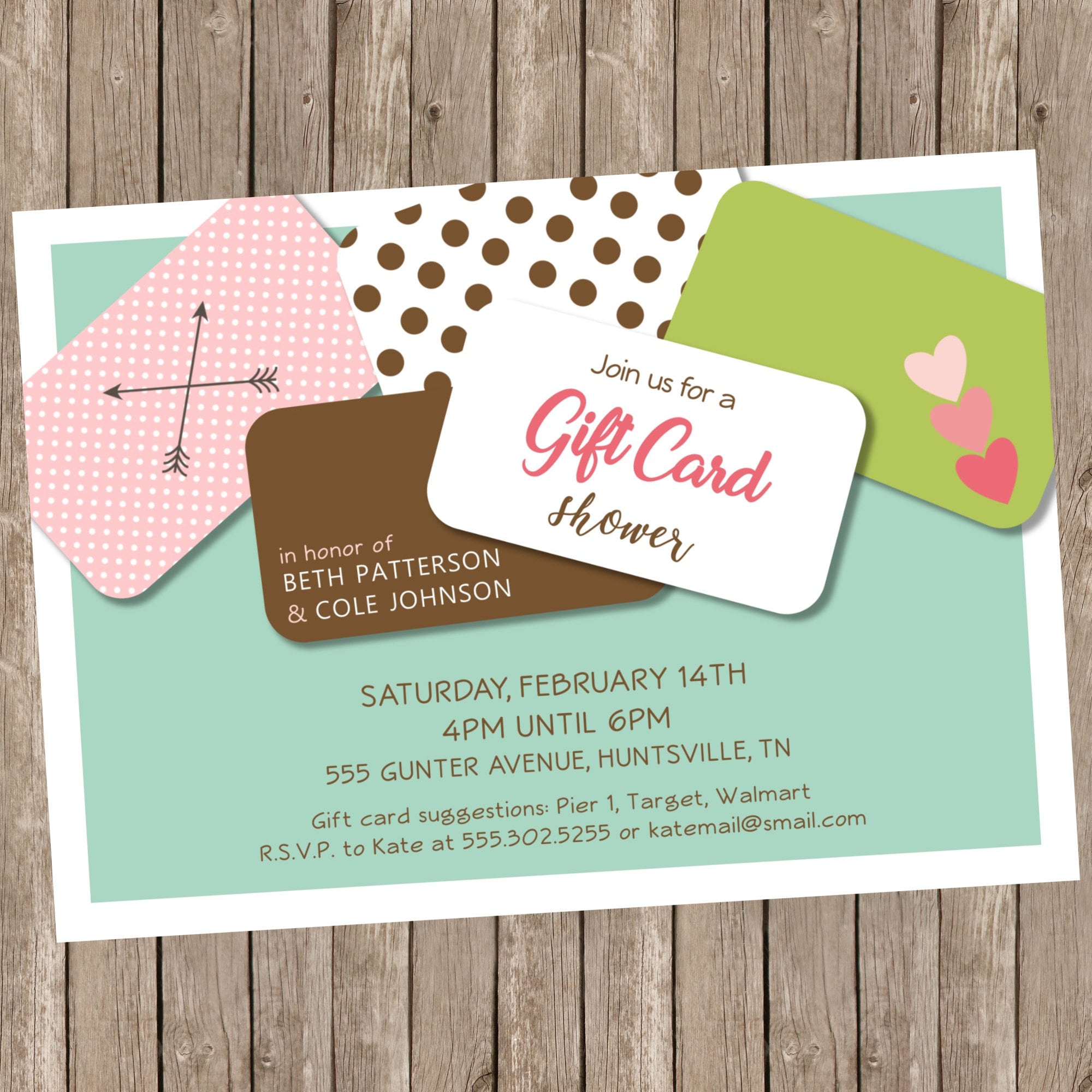 Printable Gift Card Honeymoon Shower Invitations 5x7 Your | Etsy