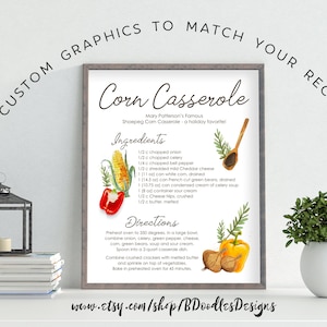 Free Shipping! Custom Family Recipe Print, Keepsake, Wall Art, Kitchen ...