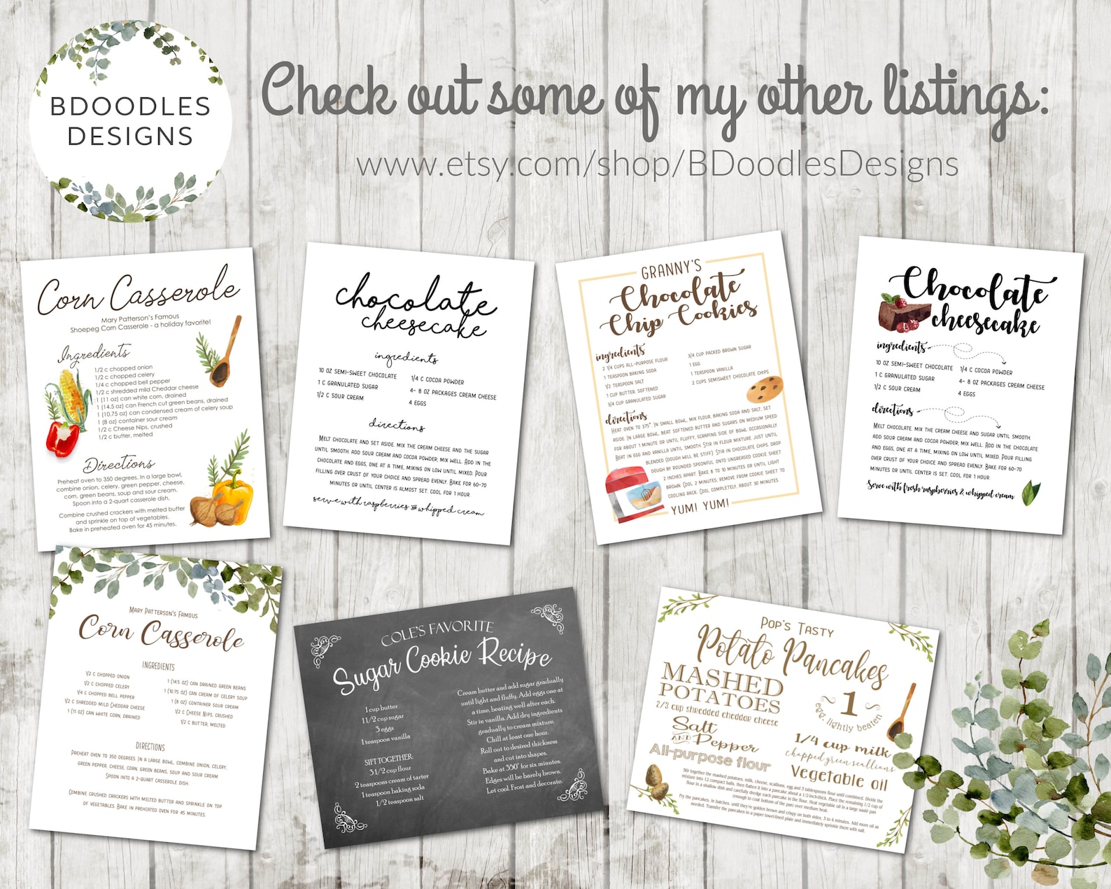 Free Shipping Personalized Family Recipe Print Custom | Etsy