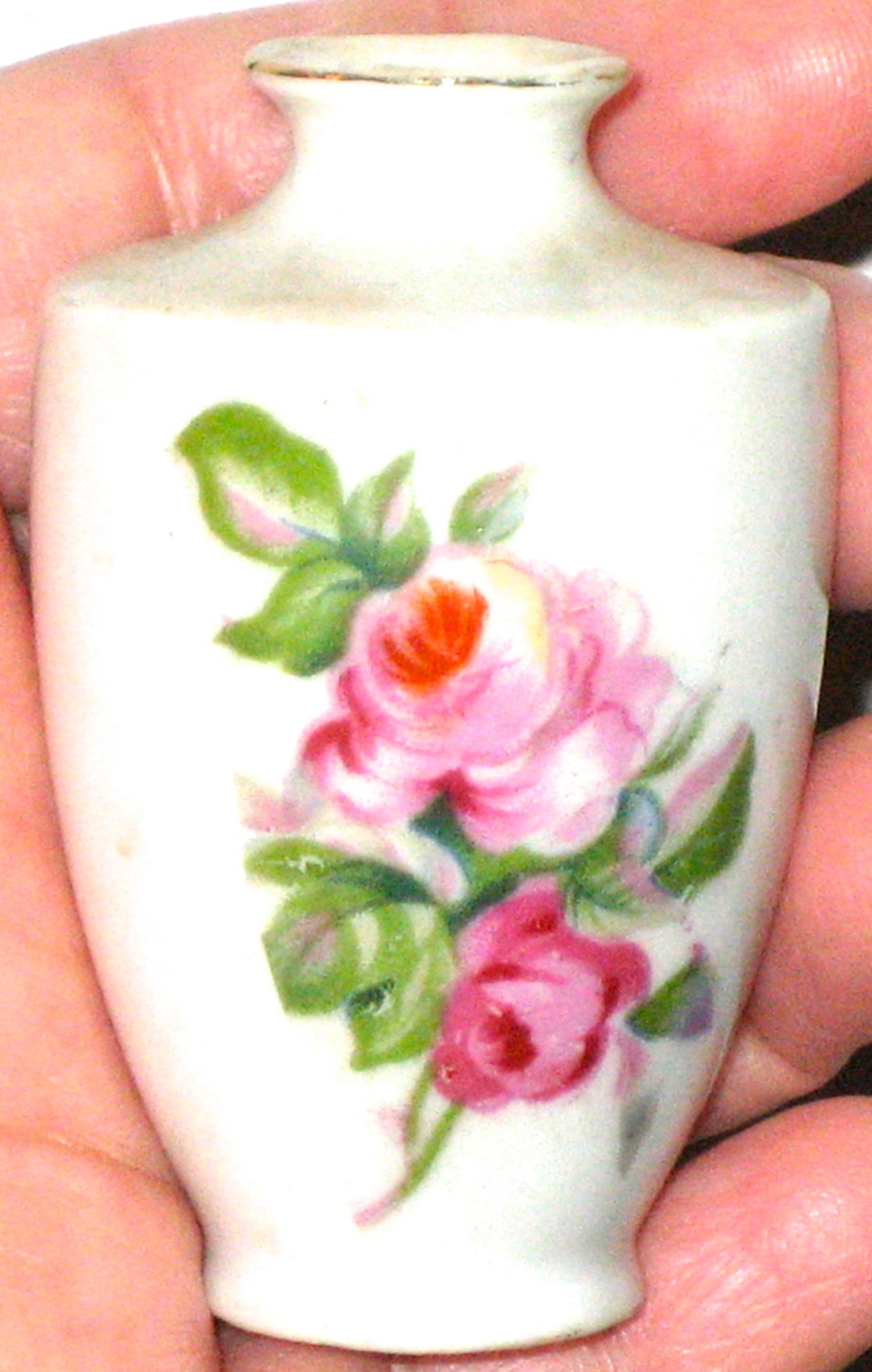 2 Vintage Mini Ceramic Vases From Japan Floral Designs Small Flower ...