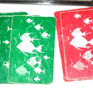 Vintage Pair of Playing Cards 2 Decks 50s Modern Design Fish Card Deck ...