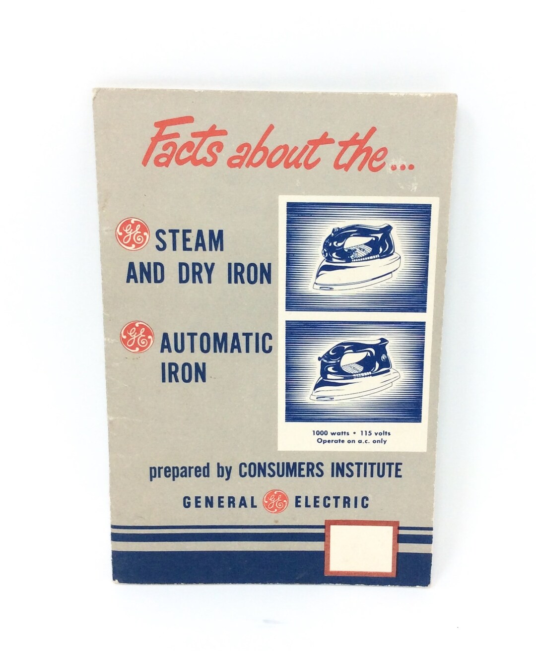 Vintage Facts About the Steam and Dry Iron Booklet Ironing General ...