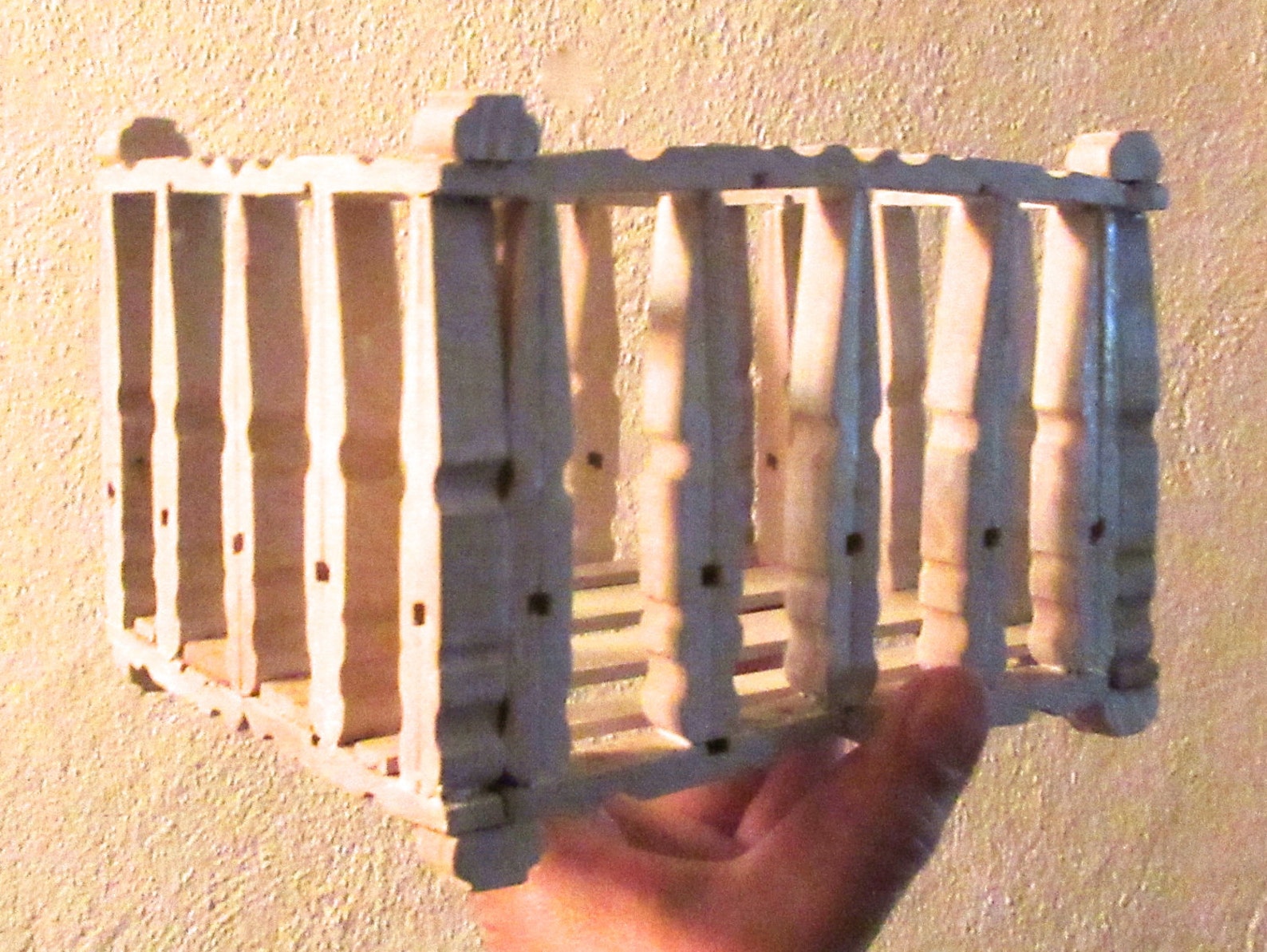 Vintage Folk Art Hand Made Wood Clothes Pin Box or Doll Bed - Etsy