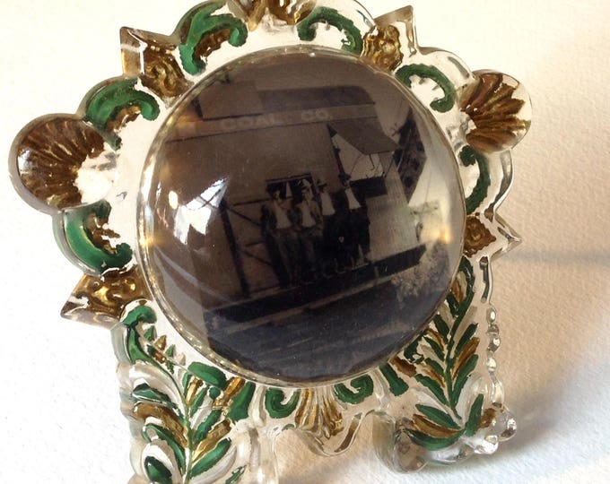 Vintage Victorian Goofus Glass Frame Paperweight Magnifying Photo - Etsy