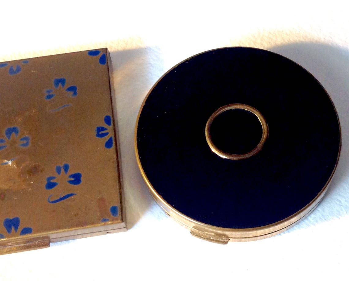 2 Vintage Metal Powder Compacts Enamel Brass Charles of the - Etsy