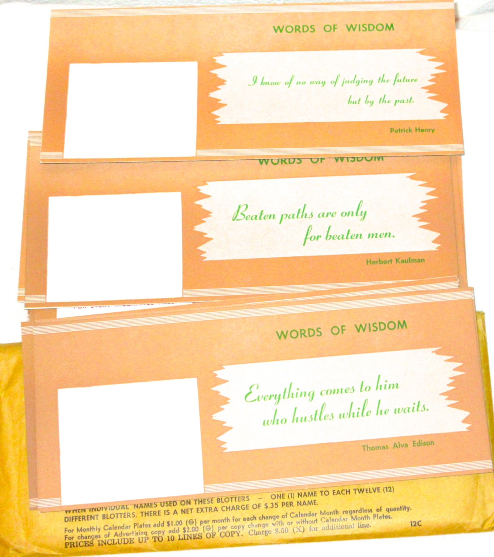 Vintage Blotter Paper Sample Kit Advertising Words of Wisdom - Etsy
