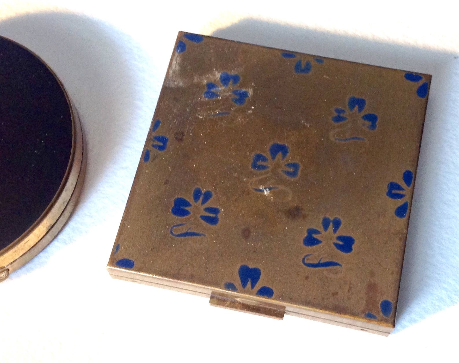 2 Vintage Metal Powder Compacts Enamel Brass Charles of the - Etsy