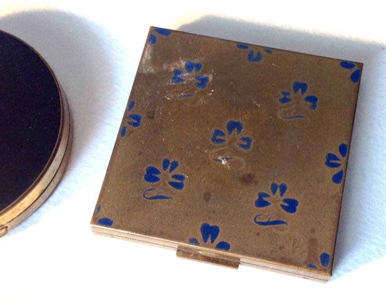 2 Vintage Metal Powder Compacts Enamel Brass Charles of the - Etsy