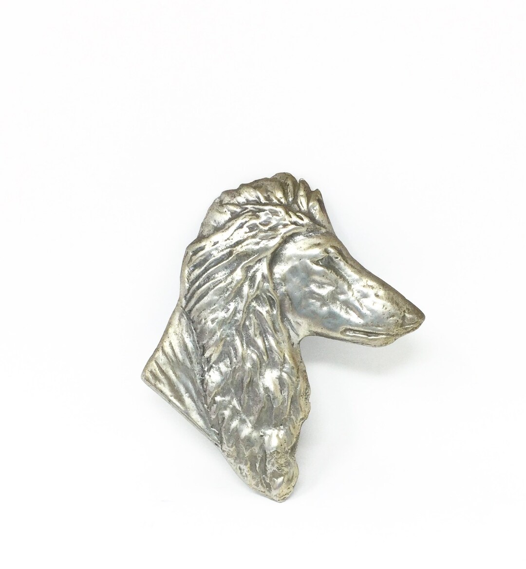 Vintage Metal Dog Head Plaque Show Award Pice Afghan Repurpose Re Use ...