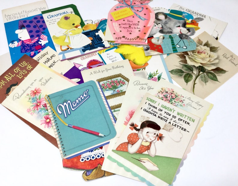 Vintage Lot of Used Greeting Cards Birthday Grandma Crafting - Etsy