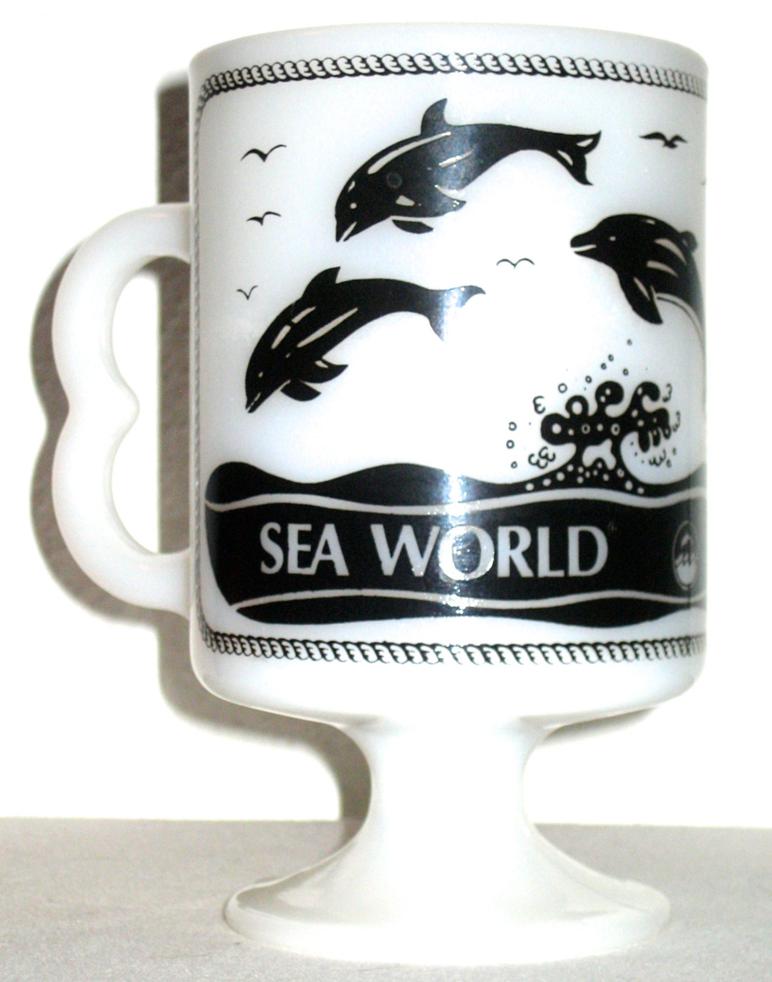 Vintage Milk Glass Sea World Souvenir Coffee Cup Mug Marked | Etsy