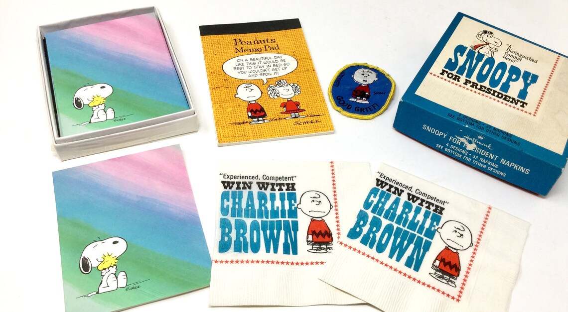 Vintage Peanuts Lot Charlie Brown Napkins Snoopy Cards - Etsy