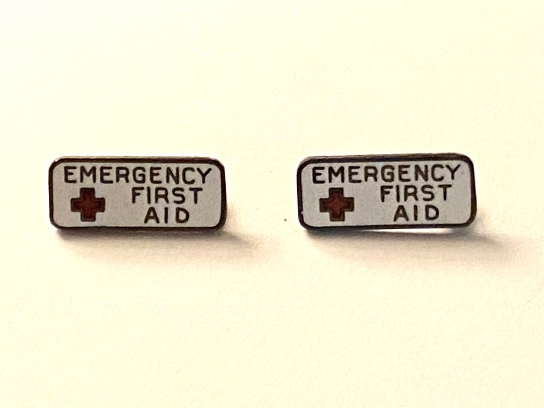 2 Vintage Small Metal Red Cross Emergency First Aid Pins - Etsy