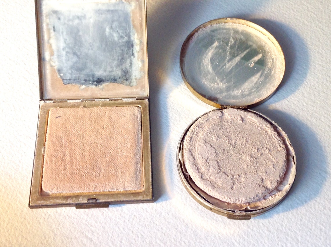 2 Vintage Metal Powder Compacts Enamel Brass Charles of the - Etsy