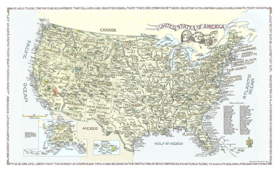 United States, USA Map - Etsy