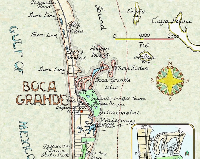 Boca Grande Florida Map - Etsy