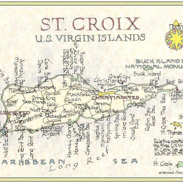 St Croix Map - Etsy