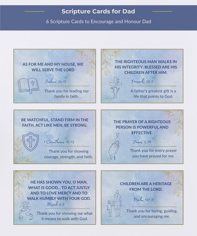 Christian Scripture Cards for Dad | Bible Verse Encouragement Gift ...
