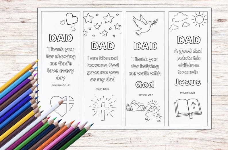 Christian Father's Day Coloring Bookmarks | Bible Verse Kids Activity ...