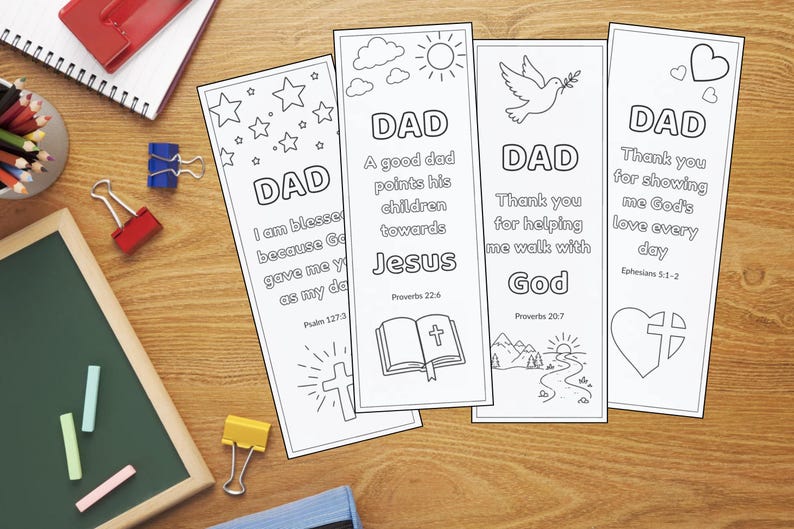 Christian Father's Day Coloring Bookmarks | Bible Verse Kids Activity ...