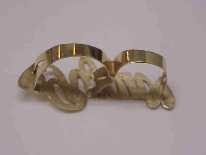 Estate Vintage Solid 14K Yellow Gold Two Finger Double Bar Ring Custom ...