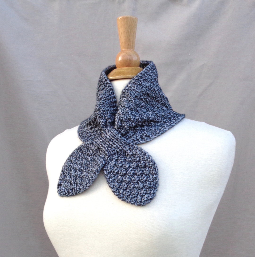 Ascot Scarf, Charcoal Gray, Neck Warmer Cowl, Hand Knit, Cotton Merino ...