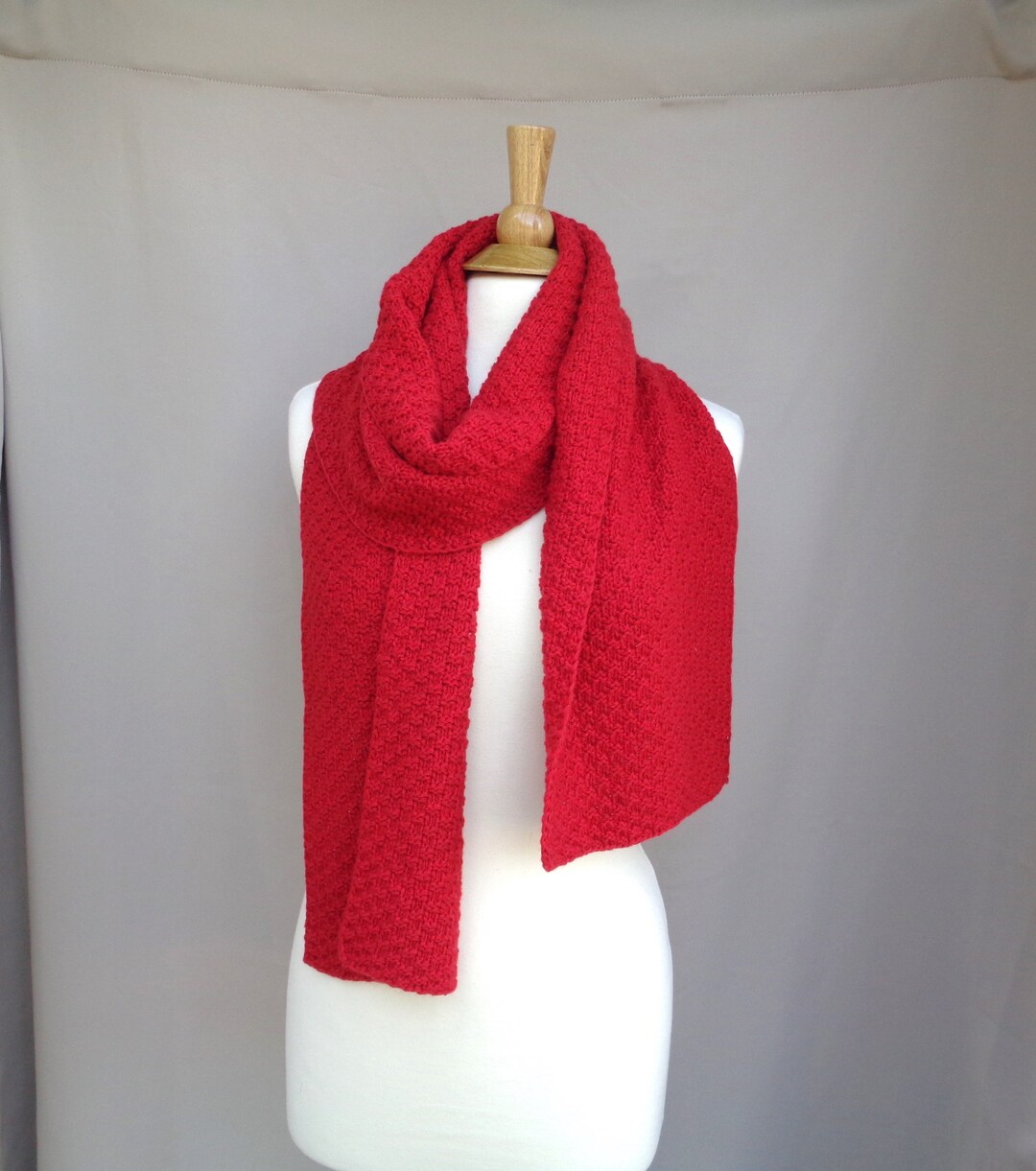 Bright Red Scarf for Men or Women, Cashmere Merino Wool, Long Wide ...