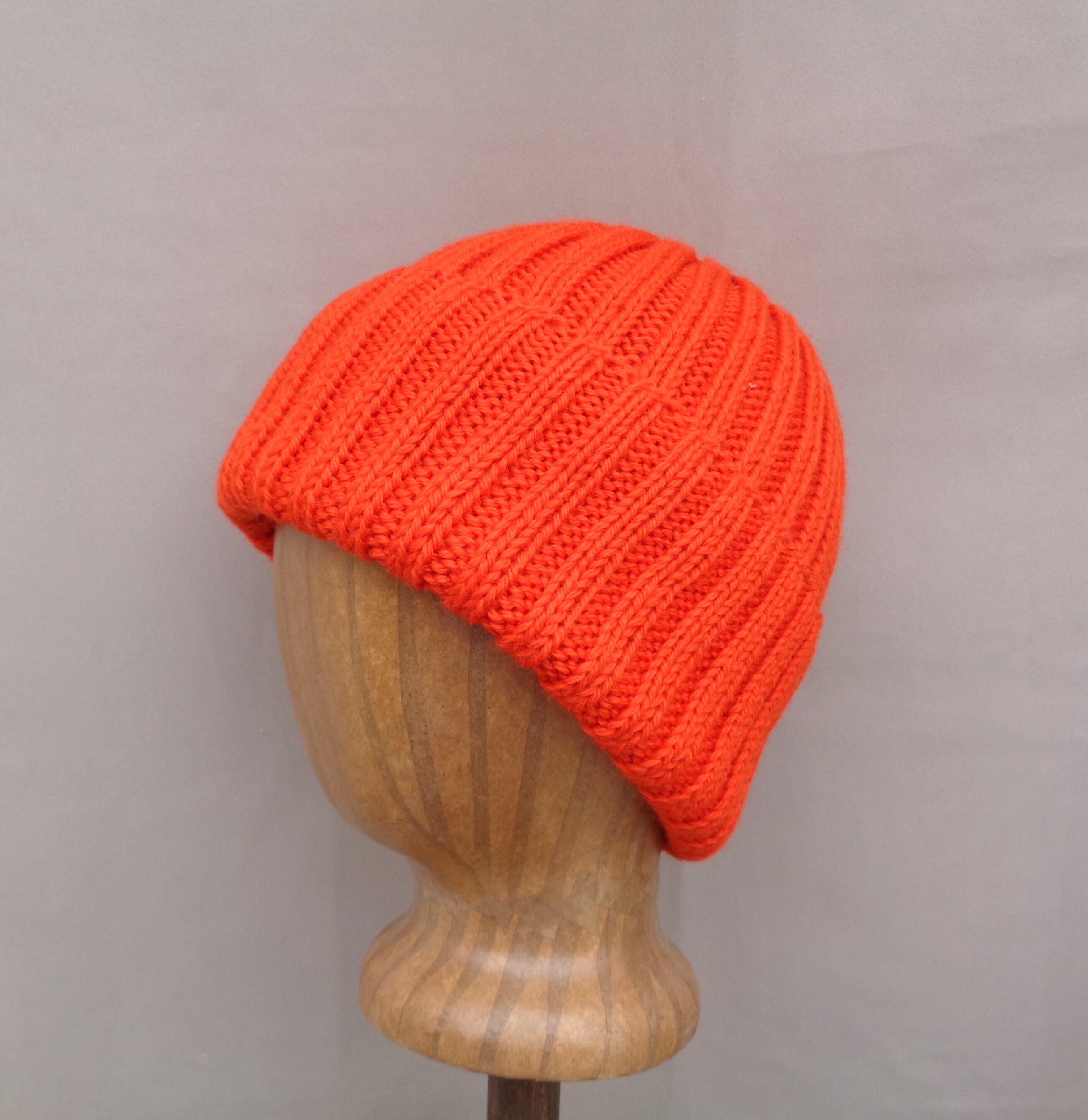 Bright Orange Hat Hand Knit Peruvian Wool Teens Men Women | Etsy