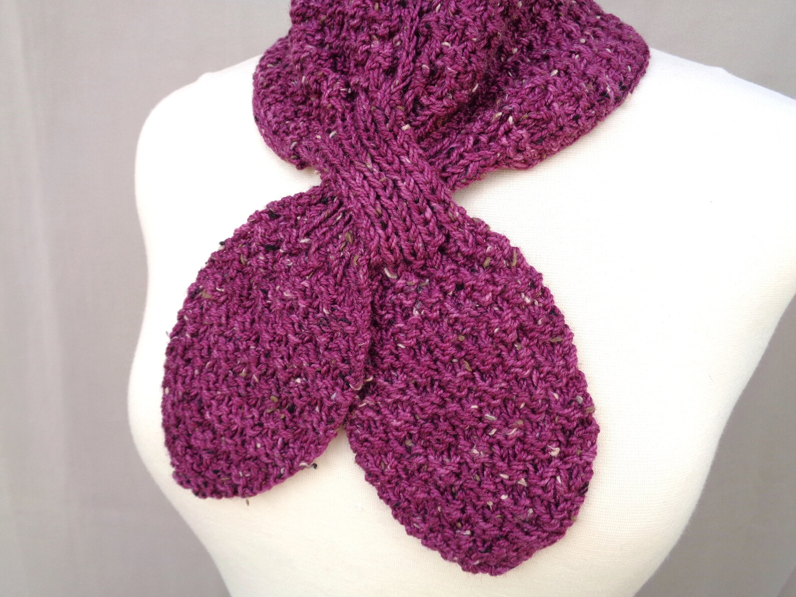 Neck Warmer Ascot Scarf Plum Berry Tweed Merino Wool Hand - Etsy