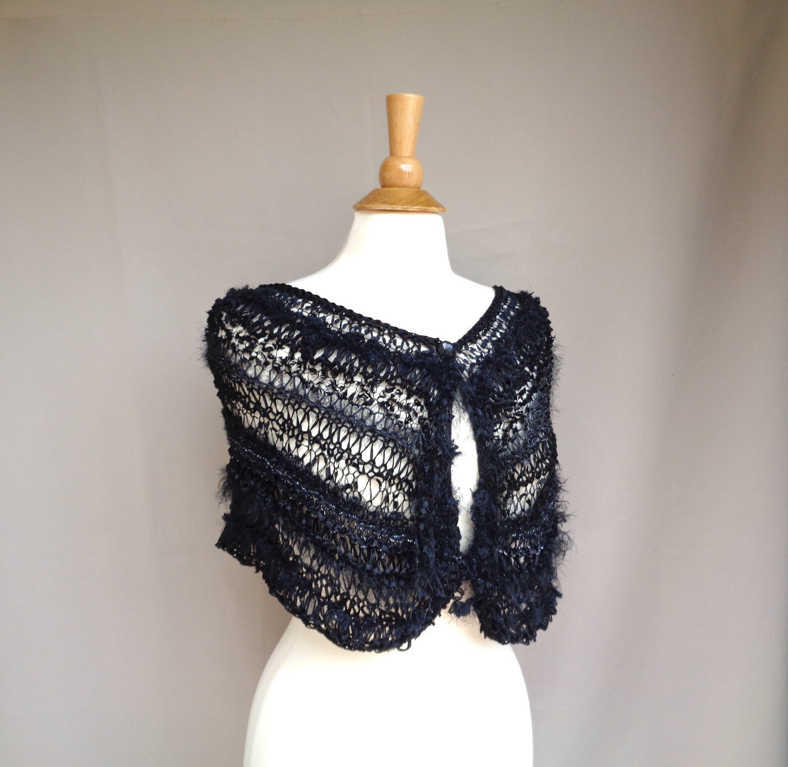 Stole Wrap With Button Cape Style Shawl Lace Design Black - Etsy