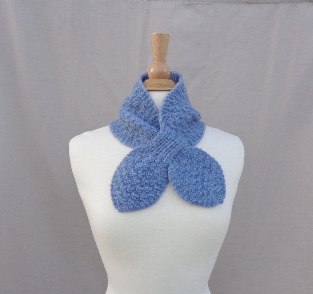 Blue Ascot Scarf Pull Through Keyhole Alpaca Wool Small - Etsy