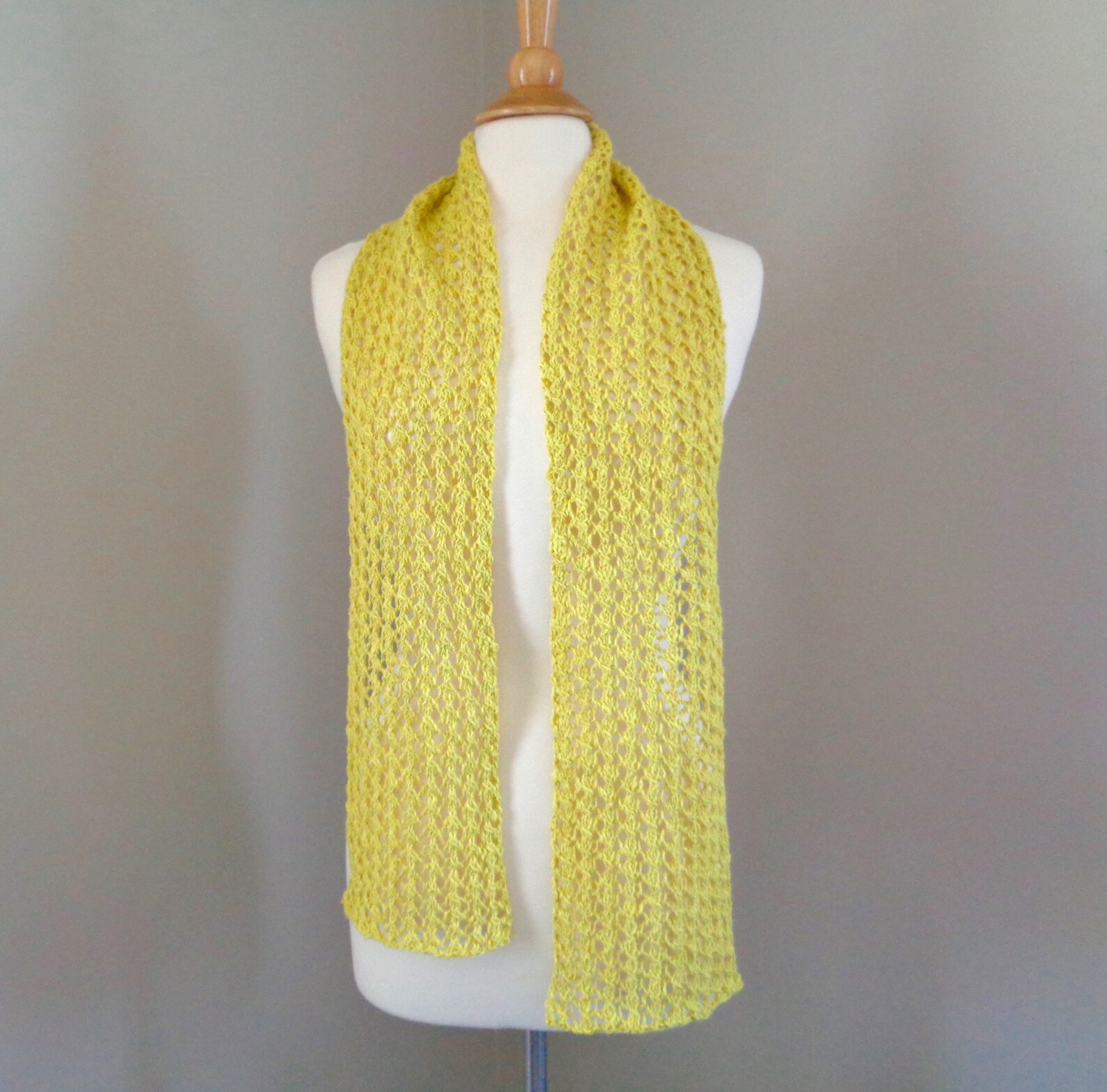 Bright Yellow Scarf Airy Lace Design Cotton Linen Hand - Etsy