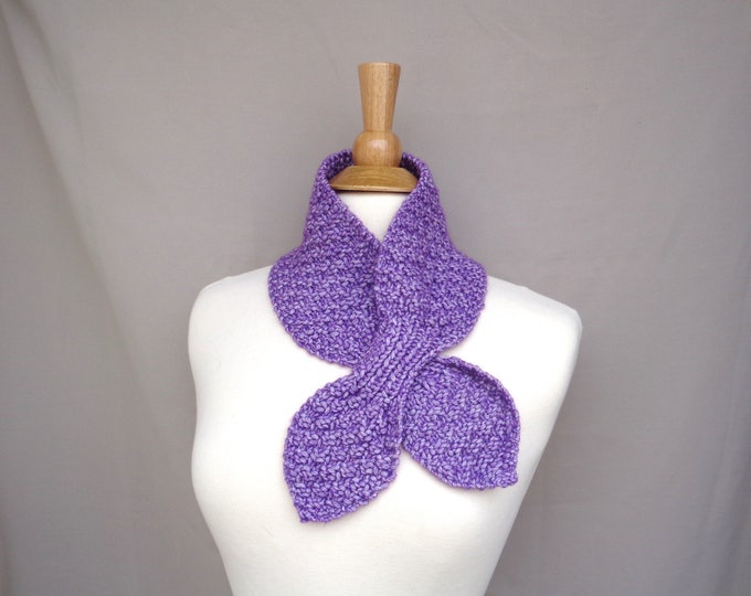 Purple Ascot Scarf Neck Warmer Cowl Hand Knit Cotton Merino - Etsy