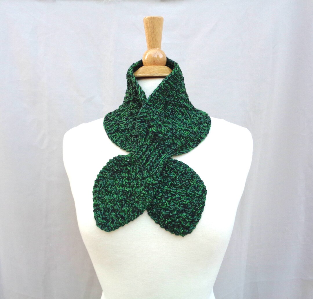 Marl Green Ascot Scarf Cashmere Merino Wool Hand Knit Pull - Etsy