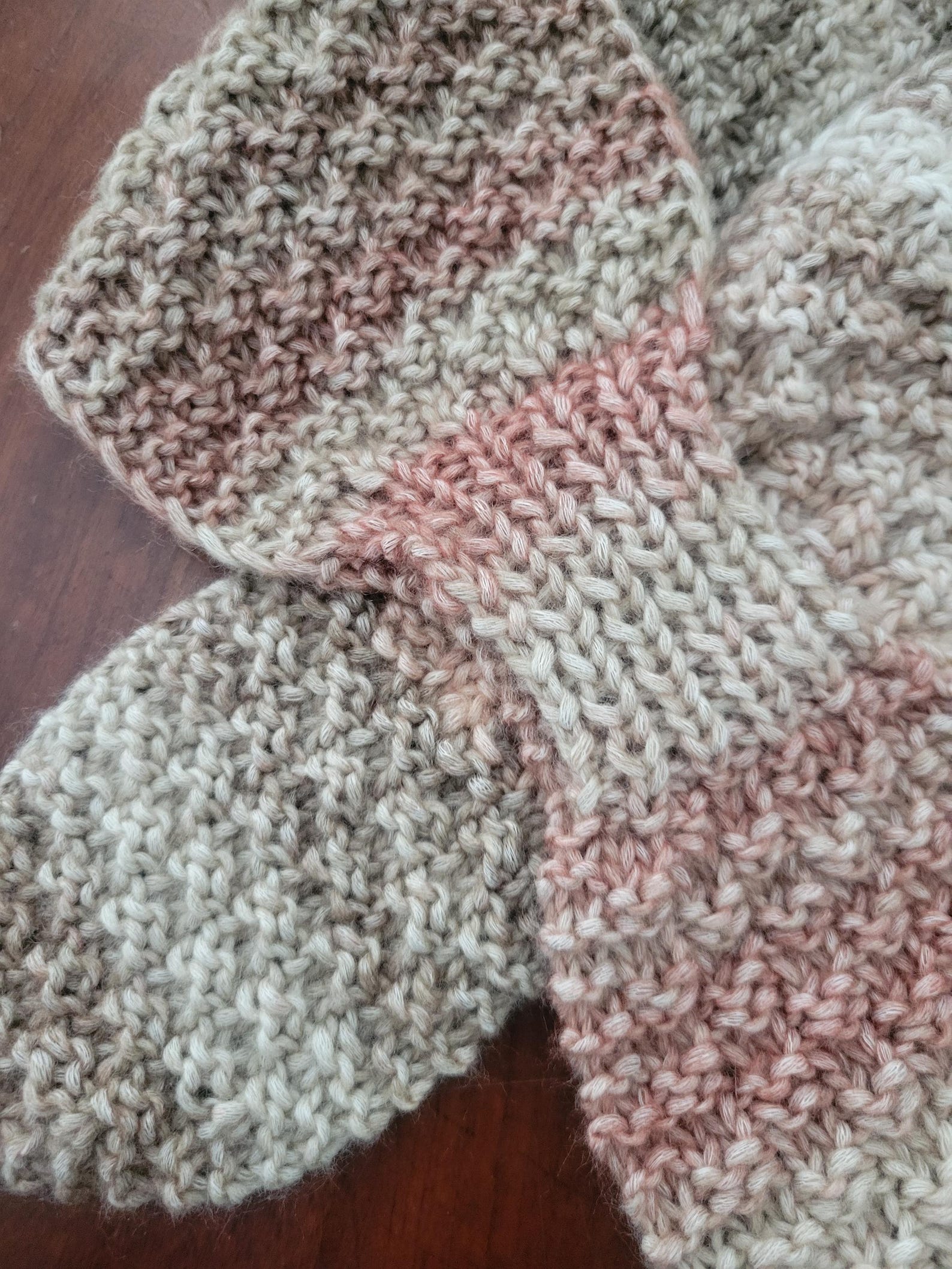 Ascot Scarf, Brown Cream Tonal, Neck Warmer Cowl, Hand Knit, Cotton ...