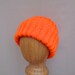Neon Orange Hat, Hand Knit, Wool Blend, Teens Men Women, Watch Cap ...