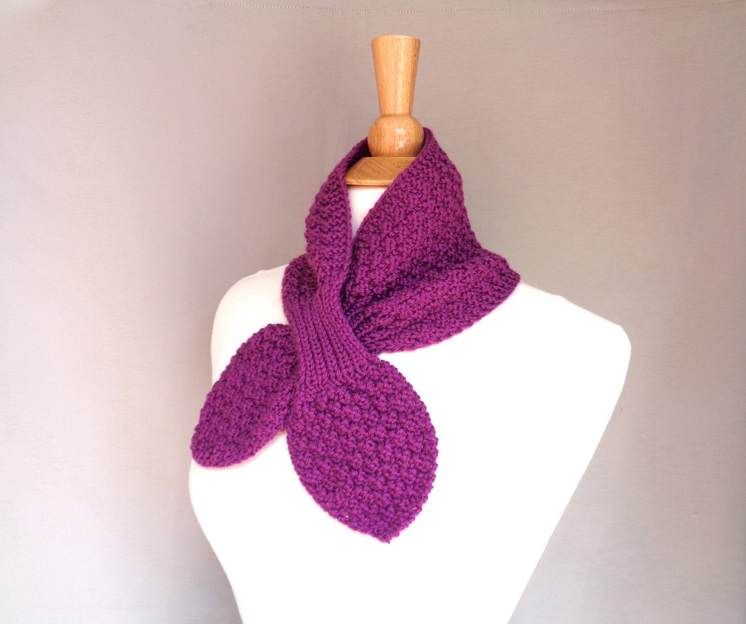 Neck Warmer Scarf, Berry Purple, Hand Knit Ascot Scarf, Cashmere Blend ...