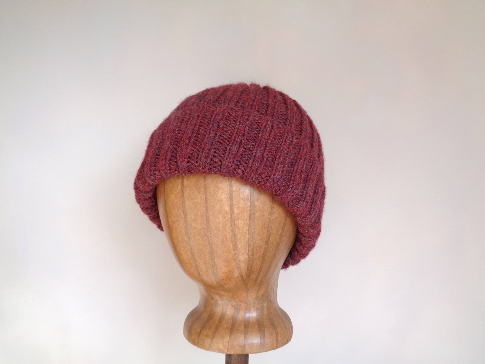 Wine Red Hat, Mens Knit Hat, Teen Boys Hat, Watch Cap Beanie, Hand Knit ...