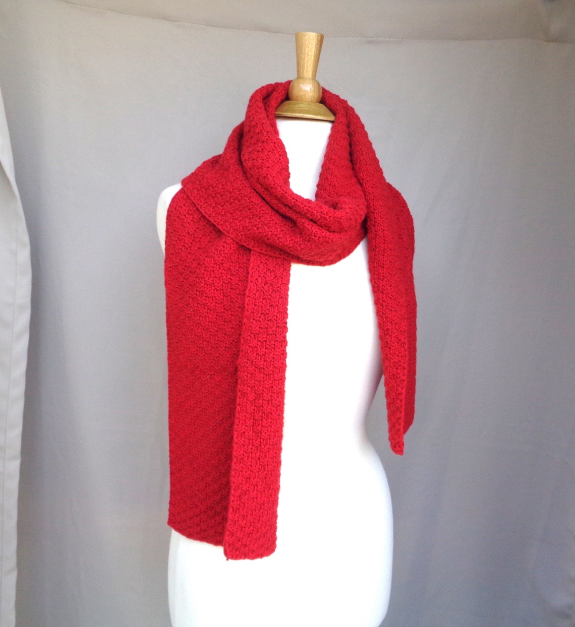 Bright Red Scarf for Men or Women Cashmere Merino Wool Long - Etsy