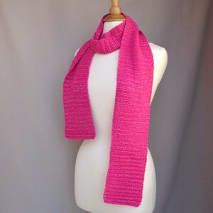 Fuchsia Pink Glitter Scarf, Cotton Blend, Hand Knit, Long Wrap Scarf ...