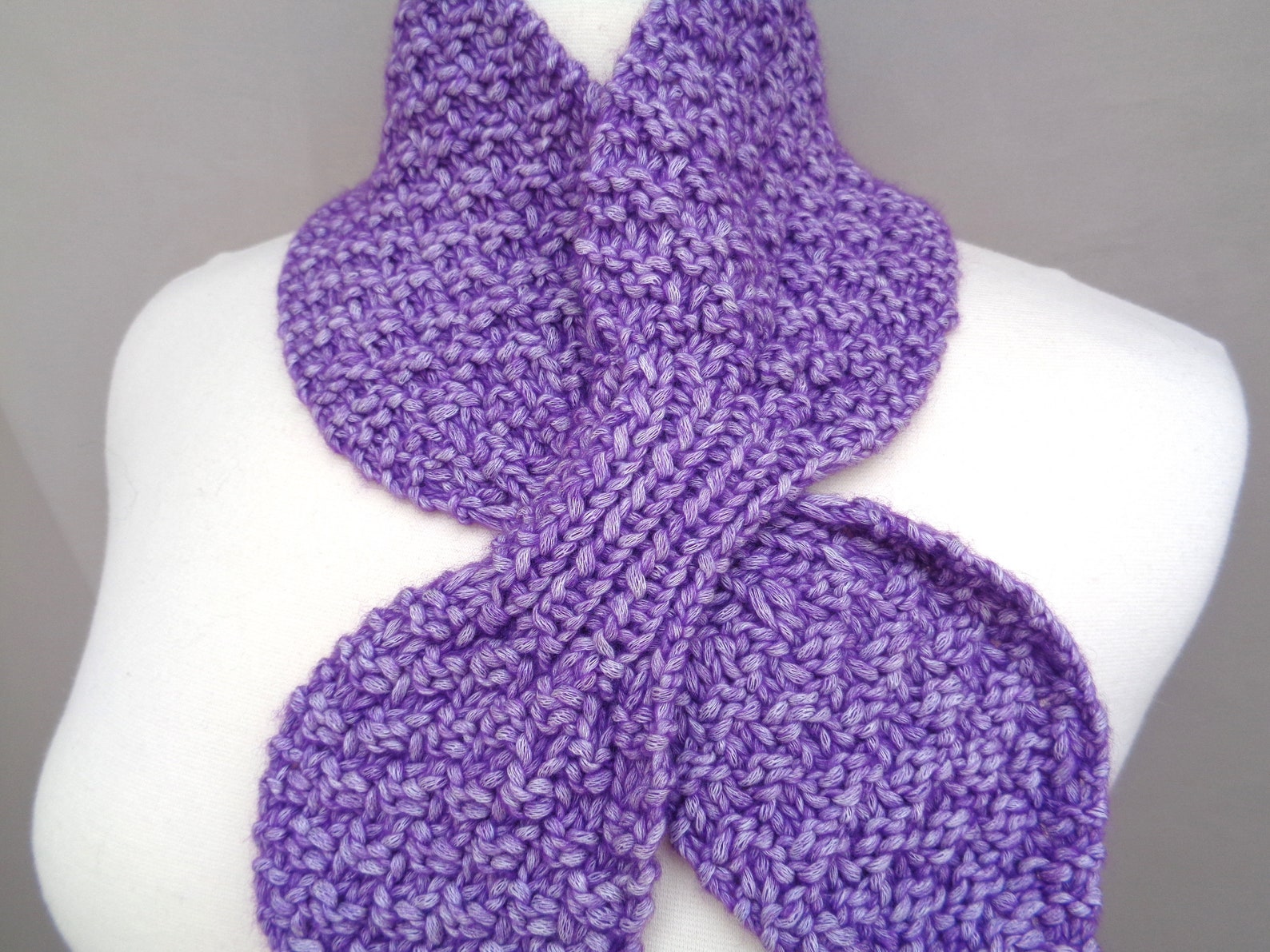 Purple Ascot Scarf Neck Warmer Cowl Hand Knit Cotton Merino - Etsy