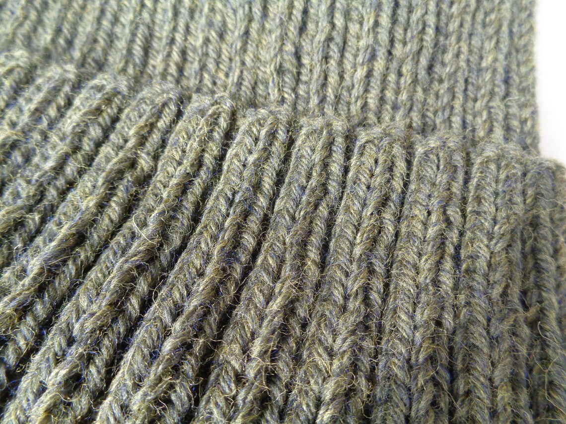 XL Mens Hat Olive Green Watch Cap With Folded Brim Hand - Etsy