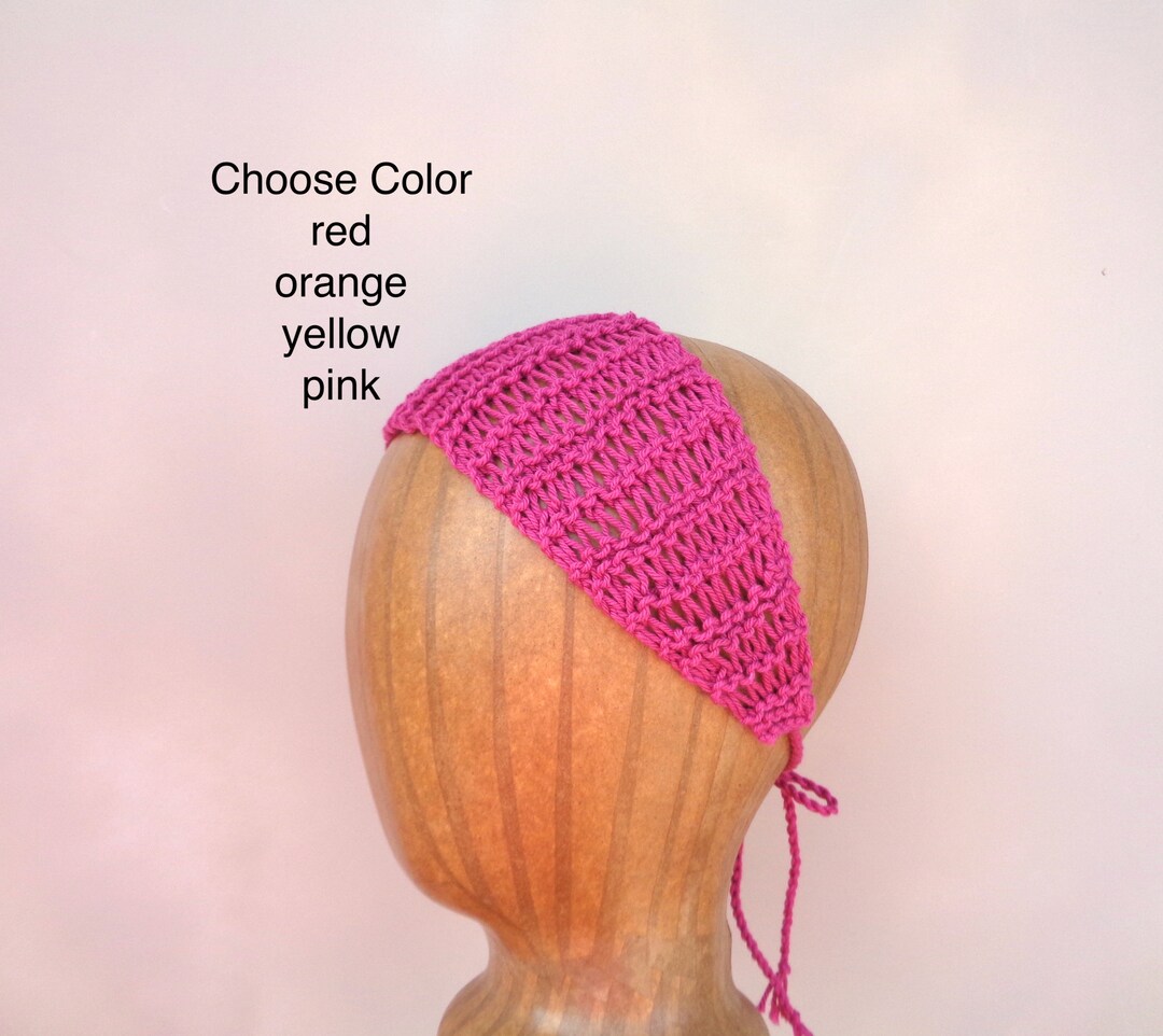 Lace String Headband, CHOOSE Color, Adjustable Tie Back, Hand Knit ...