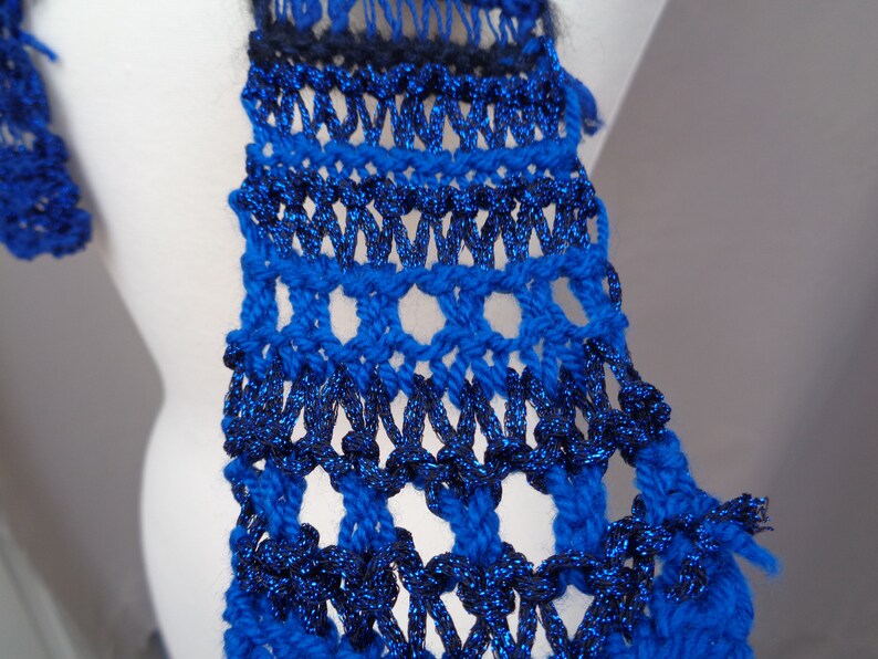 Blue Skinny Scarf Crazy Art Scarf Designer Fashion Hand - Etsy