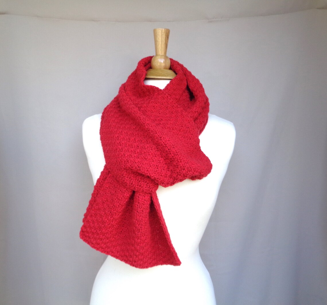 Bright Red Scarf for Men or Women Cashmere Merino Wool Long - Etsy
