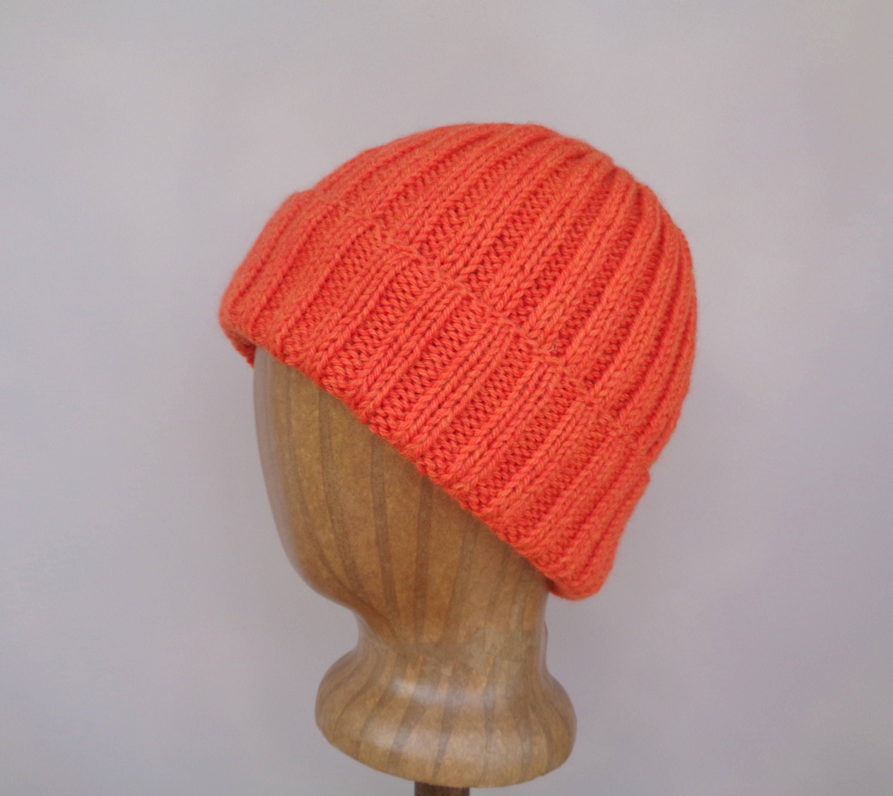Bright Orange Hat Hand Knit Peruvian Wool Teens Men Women | Etsy